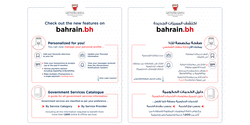 IGA CE announces launch of New Features on the National Portal bahrain.bh.